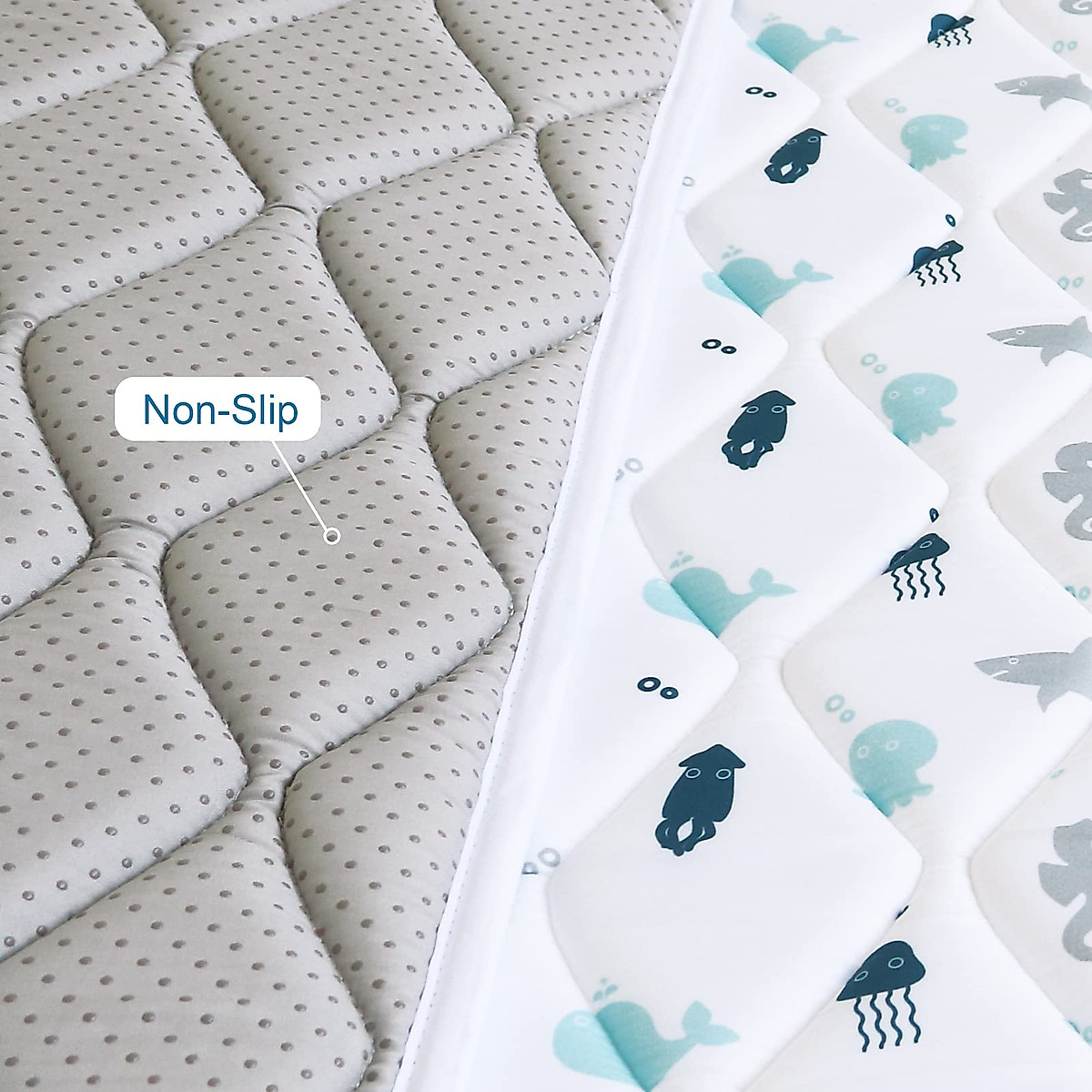 Premium Foam Baby Play Mat 71" X 59", Extra Large Activity Playmat for Babies and Toddlers, Baby Mat for Floor, Non Slip Cushioned Baby Play Mats for Floor, Kids Play Mat for Playpen Easy Clean, Whale