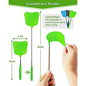 Wapodeai 3 pcs Fly Swatter, Fly Swatter Plastic,Telescopic Fly Swatters, Large Bug Swatter That Work for Indoor and Outdoor. (Black Blue Green)