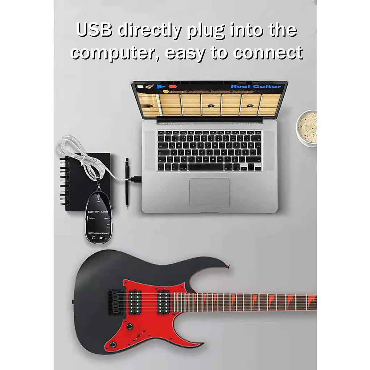 Yoidesu USB Guitar Link Cable Guitar to USB Interface Cable Link Audio for PC Recording Adapter
