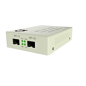 10G SFP+ to SFP+ Fiber to Fiber Media Converter - 10G OEO 3R Transparent Repeater - 2 x Standard Open SFP+ Slots - Universal - Supports 10GB SFP+ Fiber and Copper Modules - Without Transceivers