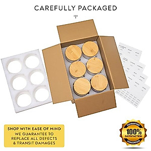 Laramaid Glass Jar Set (3x22oz/3x35oz) Set of 6 with 160 Minimalist Pantry Labels, Round Canister Jars with Bamboo Lids and Transparent Customized Sticker Labels, Food Storage Containers