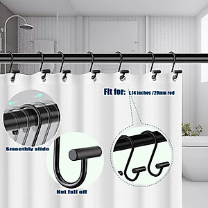 Gracelife Black Rust Resistant Metal T-Bar Shower Curtain Rings, Set of 12