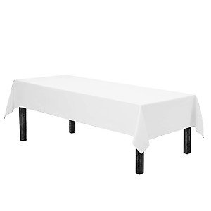 Gee Di Moda Rectangle Tablecloth - 60 x 102 Inch White Table Cloth for 6 Foot Rectangle Table - Heavy Duty Washable Fabric - for 6 Ft Buffet Table, Holiday Party, Dinner, Wedding & Baby Shower