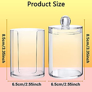 Songaa Qtip Holder Dispenser for Cotton Swab, Cotton Pads, Cotton Ball, Floss, 2 in 1 Transparent Acrylic Cosmetic Cotton Pads Holder Storage Organizer Containers with Lid