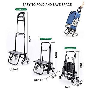 ATAAYHousehold Portable Shopping cart Foldable Hand Trolley Trolley Trolley 35L Large Capacity with Stairs and Waterproof Function (Blue 99 * 35 * 30.5cm) (Blue 99 * 35 * 30.5cm)
