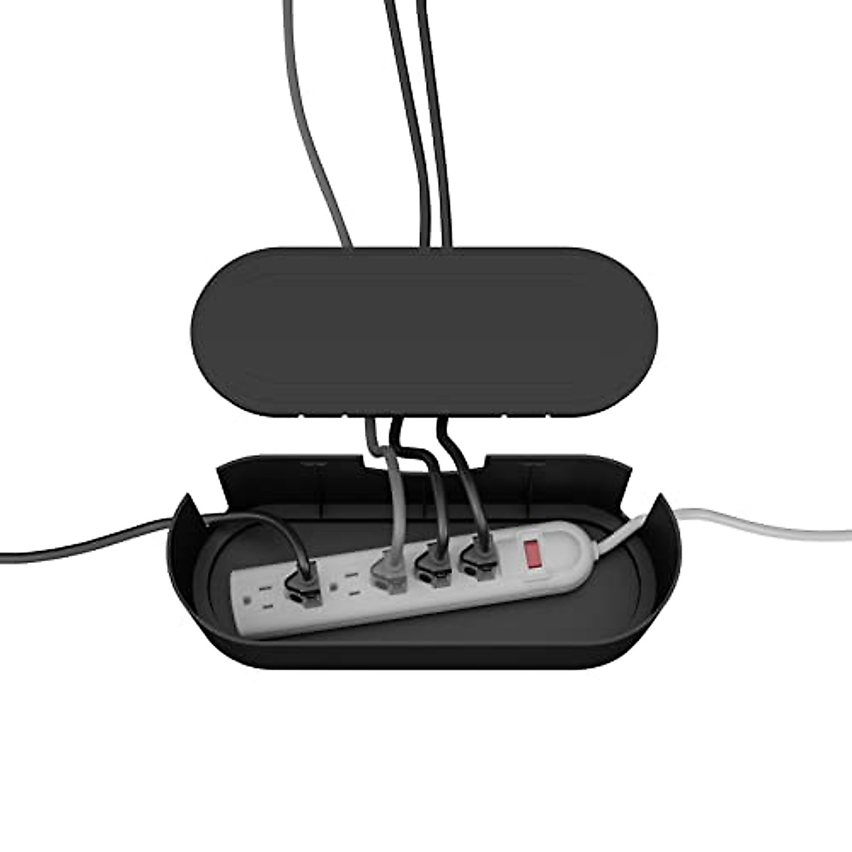 HAVEN FIRST Cable Management Box, 12.75 x 5 x 4.5in, Desk Cord Organizer, Power Strip Cover - Small, Black