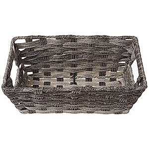 Whitmor Liner and Lid Laundry Hamper, Gray Wash & Split Rattique Small Shelf Tote-Gray Wash