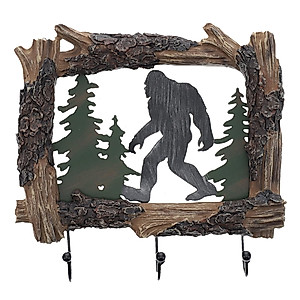 Top Brass Bigfoot Sasquatch Silhouette Wall Mount Key Holder – 3 Hooks Key Rack Hanger Organizer