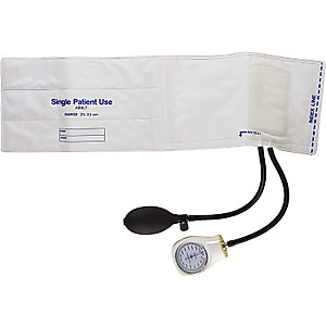 MABIS Disposable Sphygmomanometer Manual Arm Blood Pressure Cuffs, Single Use, Adult, Box of 5, White, 5 Count (Pack of 1)