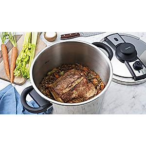 Zavor EZLock Stove Top Pressure Cooker 12 Quart - Canning Ready, Stainless Steel, Multi Pressure Levels, Easy Locking, Induction Ready, 4 Jar Canning Capacity, Digital Cookbook & Steamer Basket