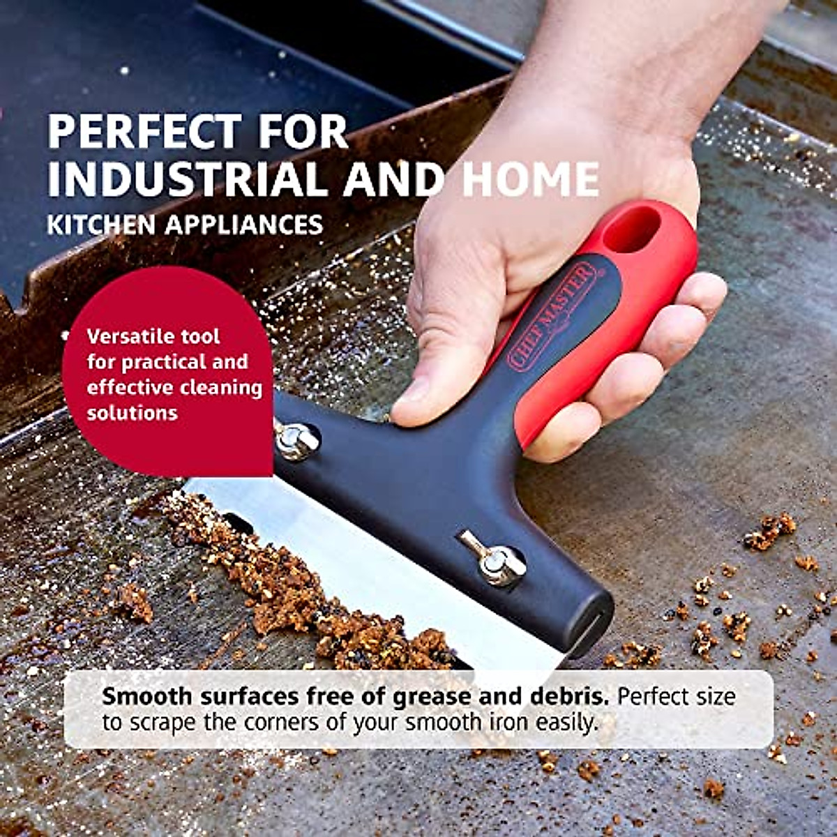 Mr. Bar-B-Q Griddle Scraper Tool with Replaceable Blade, Stainless Steel Griddle Cleaner, Ergonomic, Perfect for Professional and Residential Kitchen Grill Scraper