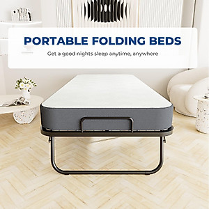Umidex Folding Bed, (with 5.2" Thick Memory Foam Mattress), 79 * 35inch, Portable Foldable Adult with Mattress for Guest use, Metal Folding Frame, Reinforced Metal mesh, can Hold up to 550 lbs