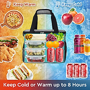Filligs Insulate Lunch Bag for Women/Men - 24-Can Cooling Thermal Lunch Food Box With Removable Shoulder Strap with Side Pockets - Leakproof Cooler Tote Bag - Loncheras Para Hombres De Trabajo