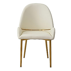 HomSof Contemporary Dining Table Set Sintered Stone Top and U Shape Pedestal Base Finish with 6 pcs Chairs, 7 Pieces, White+Gold