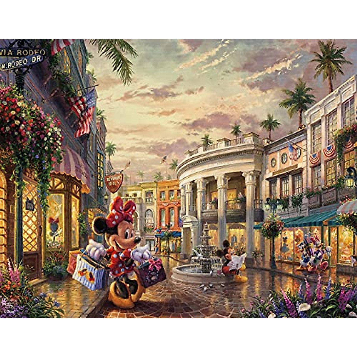 Ceaco - 4 in 1 Multipack - Thomas Kinkade - Disney Dreams Collection - Tangled, Mickey and Minnie Mouse, Dumbo, & The Little Mermaid - (4) 500 Piece Jigsaw Puzzles , Blue