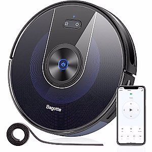 Bagotte BG800 Robot Vacuum Cleaner, Wi-Fi Connection Mapping, 2200Pa Suction, Alexa & App Control, Boundary Strips Included, Quiet, Self-Charging, Ideal for Pet Hair, Carpets, Hard Floor