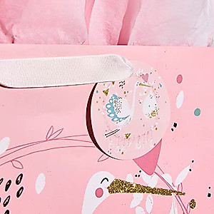 SUNCOLOR 16.5" Extra Large Gift Bags for Baby Shower with Tissue Paper(2 Pack, Baby Girl)