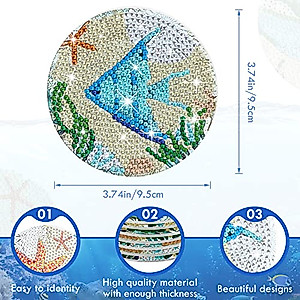 LSHUOYAN 8 Pcs Sea Creature Diamond Painting Coaster Set, DIY Acrylic Coaster with Stand, Diamond Painting Kits, Art Craft Supplies for Beginners, Adults and Children