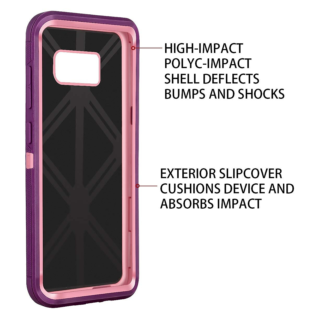 I-HONVA for Galaxy S8 Plus Case Shockproof Dust/Drop Proof 3-Layer Full Body Protection [Without Screen Protector] Rugged Heavy Duty Cover Case for Samsung Galaxy S8 Plus, Purple/Pink