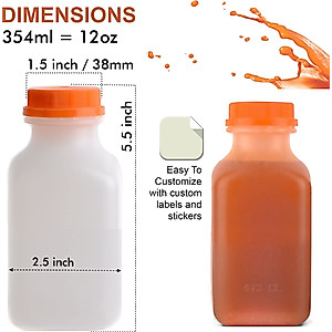 EcoQuality Empty Plastic Juice Bottles with Tamper Evident Caps 12 OZ - Smoothie Bottles - Ideal for Juices, Milk, Smoothies, Picnic's and even Meal Prep Juice Containers (12 ounces) (250)