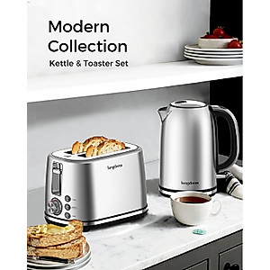 Longdeem Fast-Boil Electric Tea Kettle, 1.7L Stainless-Steel Water Heater, 1500W, Cordless Design with LED, Auto-Shutoff & Anti-Dry Protection, Silver