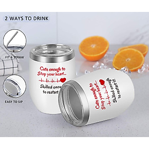 Cosictic Cute Enough Skilled Enough Nurse Wine Tumbler, Funny Nurse's Day Birthday Gifts for Nurse New Nurse Doctor, Nurse Gifts 12 Oz Insulated Stainless Steel Wine Tumbler