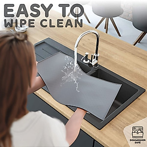 Dog Food Mat - 28x18” Large Silicone Stove Top Protector, Silicone Pet Food Mat, Raised Edges Dog Mat for Food and Water Prevent Spill, Waterproof Cat Food Mat Protect Floors, Easy Clean Dog Bowl Mat