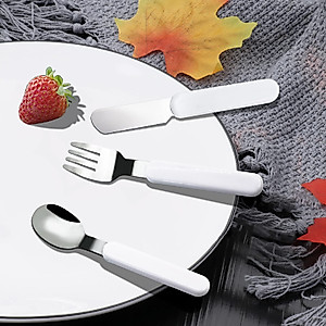 VANRA 3-Piece Children Knife Spoon Fork Set 18/10 Stainless Steel Child Flatware Set Kids Utensils Set with Case for Lunch Box (Fork Spoon Knife Combo)