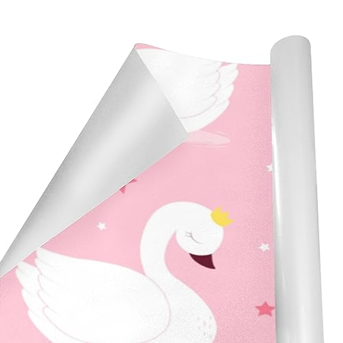 Veundei 3 Pack Gift Wrapping Paper Bundle Swan Princess Wrapping Paper Roll Packing Paper Gift Wrap for Birthdays, Weddings, Party, Holiday, Baby Shower, 58 x22.8 Inch (9.18.sq.ft) per Roll
