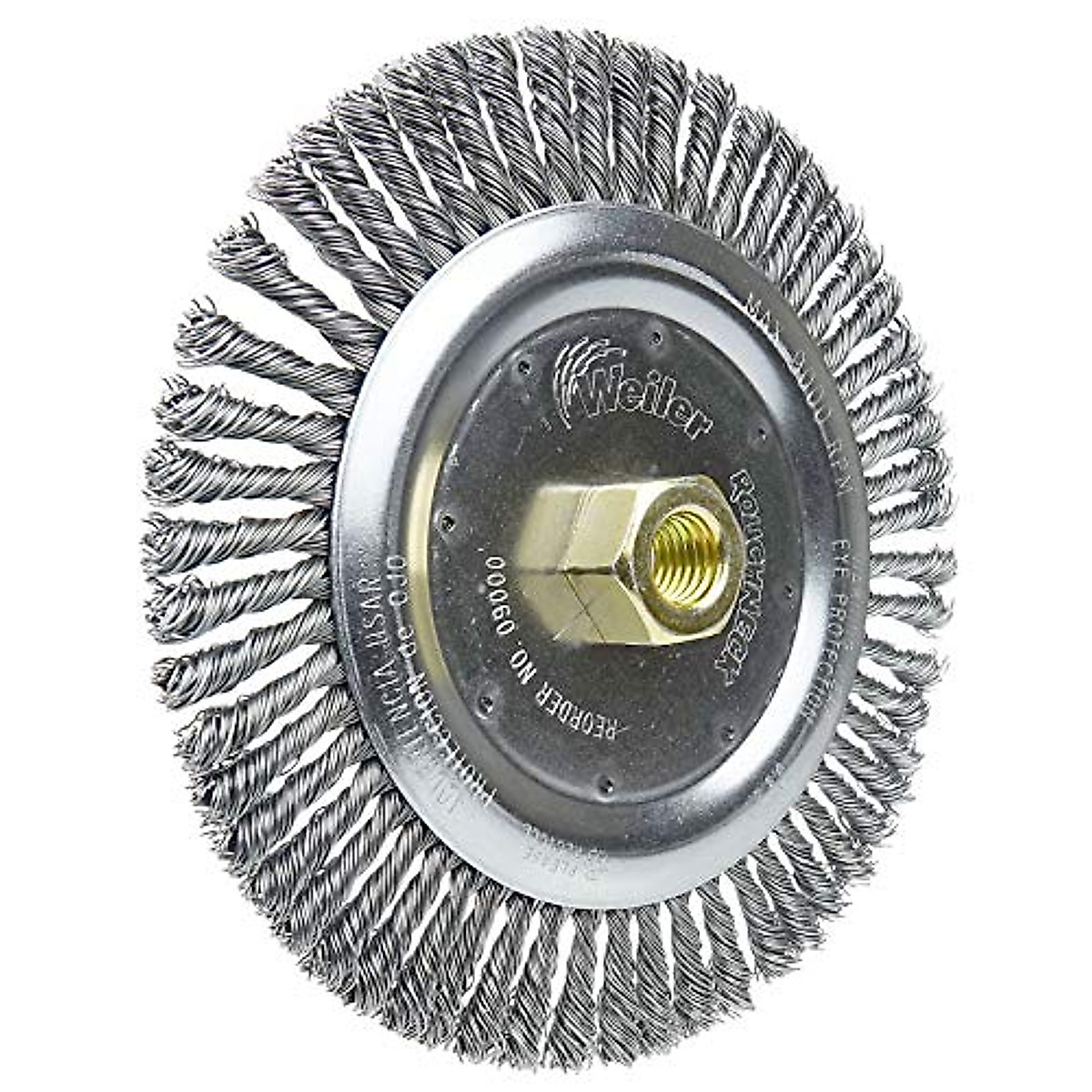 Weiler 09000 Roughneck 7" Root Pass Weld Cleaning Brush, .020" Steel Wire Fill, 5/8"-11 Unc Nut, Made in the USA, 56 Knots