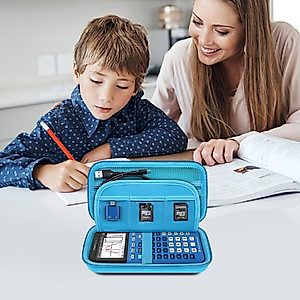 Elonbo Carrying Case for Texas Instruments TI-84 Plus CE/TI-84 Plus/TI-83 Plus/TI-83 Plus CE Color Graphing Calculator, Extra Mesh Pocket Fits Charging Cable Charger Manual, Blue
