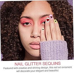 Beavorty 3 Boxes Heart Shaped Nail Art Jewelry Flash Suit Glitter Nail Polish Set Star Decor Valentines Nail Art Stickers Love Nail Charm Valentines Day Nail Glitters Nail Glitter Sequins