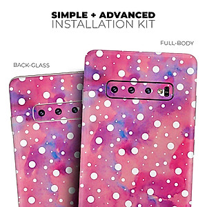 DesignSkinz White Polka Dots Over Pink Watercolor Grunge Protective Vinyl Decal Wrap Skin Cover Compatible with The Samsung Galaxy S20 (Screen Trim & Back Glass Skin)