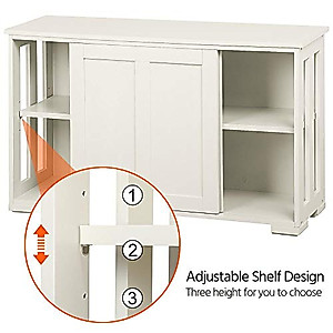 Yaheetech 2pcs Stackable Kitchen Buffet Cabinet Storage Cabinet with Sliding Doors and Adjustable Shelf, Sideboard Console Table Space Saving Kitchen Living Room Dining Room Hallway, Antique White