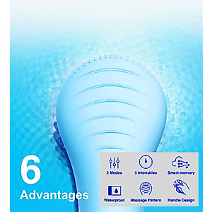 Sonic Face Scrubber, Waterproof Face wash Brush for Men & Women, Rechargeable Face Brushes for Cleansing and Exfoliating, Electric Facial Cleanser Brush - Mint