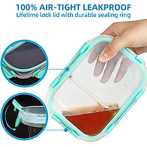 DAS TRUST 10 Pack Glass Meal Prep Containers Reusable Microwave Safe Meal Prep Bowls Glass Food Storage Containers Glass Food Prep Containers with Lid Lunch Bento Box