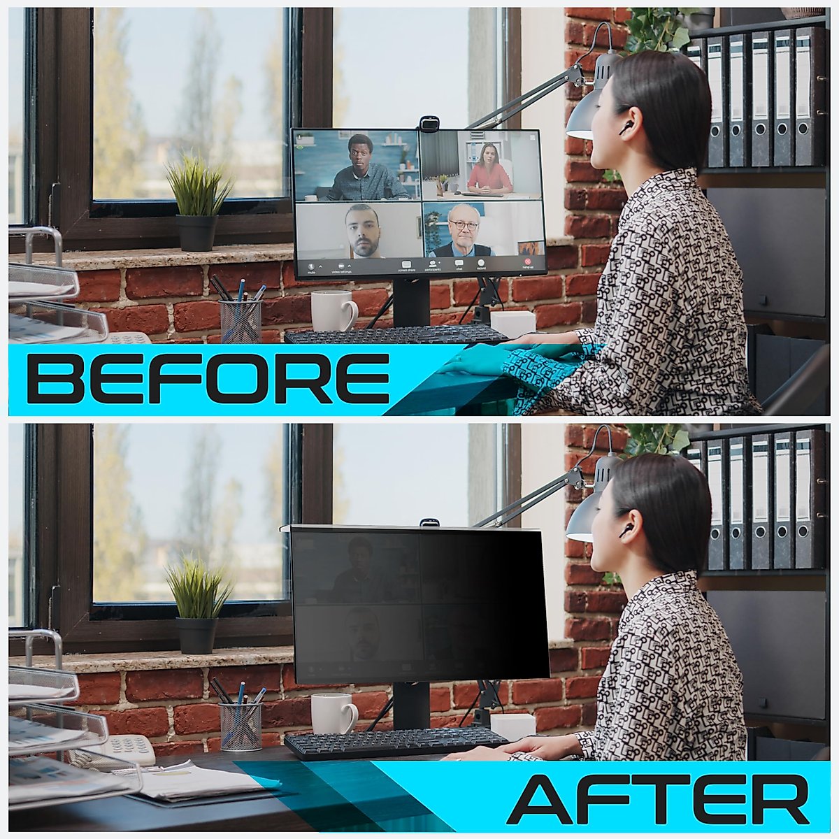 EZ-Pro Screen Protector Privacy Screen Panel for 27 inches (Screen Measured Diagonally) Computer Monitor, Anti Blue Light and Easy Installation, Screen Panel Size 14" Height x24.1 Width