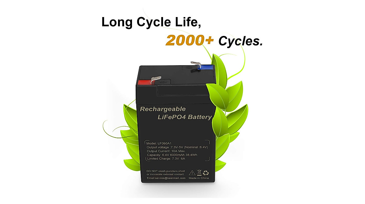 Talentcell 6V 6Ah LiFePO4 Battery Pack for Electric Vehicles