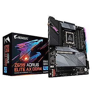 GIGABYTE Z690 AORUS Elite AX DDR4 (LGA 1700/ Intel Z690/ ATX/ DDR4/ Quad M.2/ PCIe 5.0/ USB 3.2 Gen2X2 Type-C/WiFi 6/2.5GbE LAN/Gaming Motherboard)