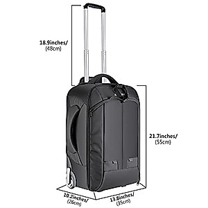 Neewer 2-in-1 Convertible Wheeled Camera Backpack, Rolling Luggage Case with Telescopic Handle and Anti-Shock Dividers for DSLR Cameras, Lenses, Hoods, Strobes, Tripod, and Other Accessories
