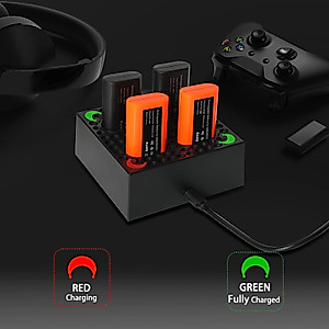 Davlon Rechargeable Battery Pack with Charger for Xbox One/Xbox Series X|S, Controller Battery Pack with 4×1200mAh Batteries,Charger Station for Xbox Series X|S/Xbox One S/X/Elite Controller