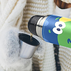 Stainless Steel Leather Vacuum Insulated Mug Dinosaur Thermos Water Bottle for Hot and Cold Drinks Kids Adults 16 Oz