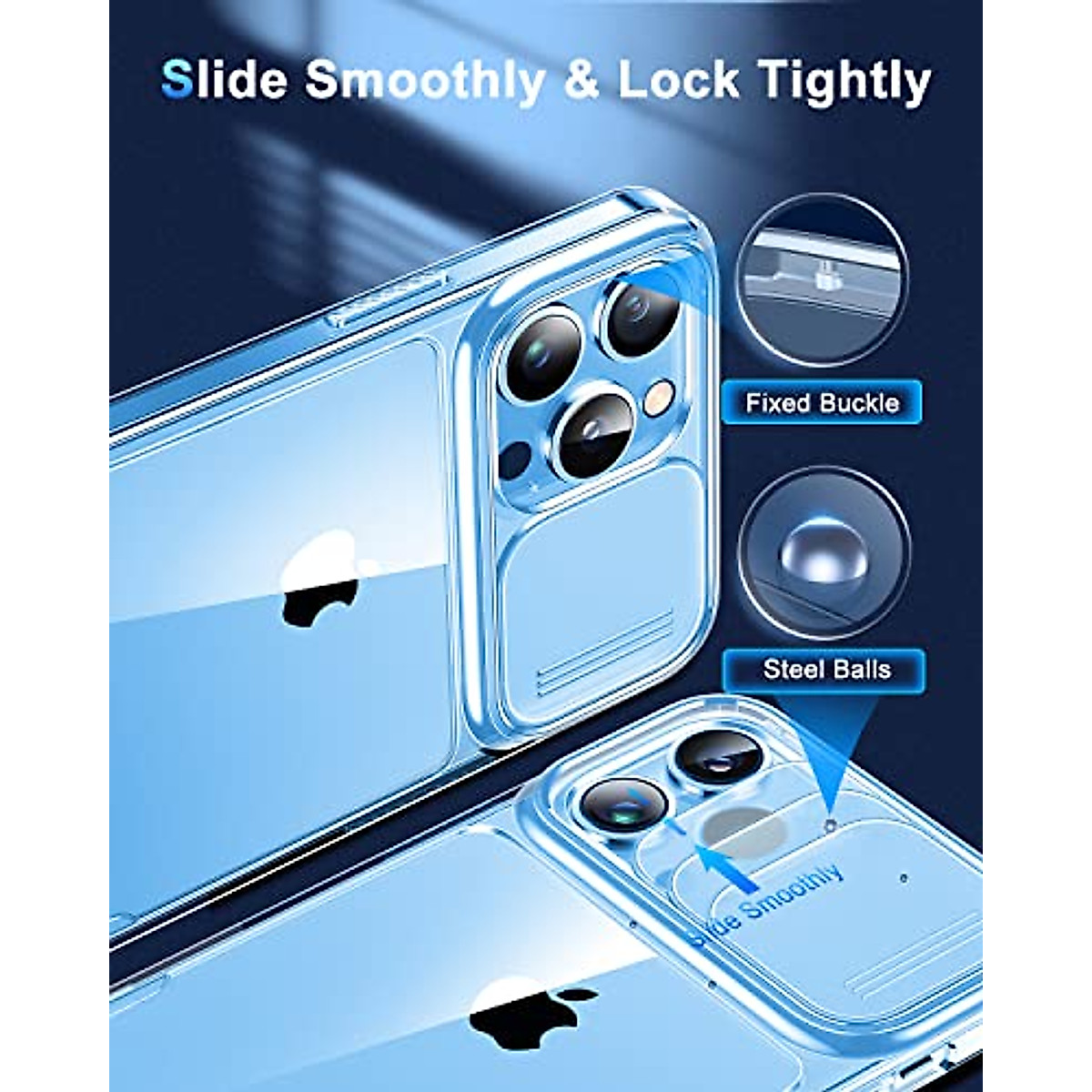 Simtect for iPhone 13 Pro Max Case with Camera Cover for iPhone 12 Pro Max Case Crystal Clear & Not-Yellowing Slim Miltary Shockproof Protective Phone Case for iPhone 13 Pro Max & 12 Pro Max (Clear)