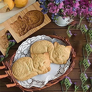 Wooden Cookie Molds, Engraved Embossing Cookie Cutter with Christmas Tree Deer Pinecones Pattern for Baking Embossed Cookies for Kids and Adults to Make Cookie Dough