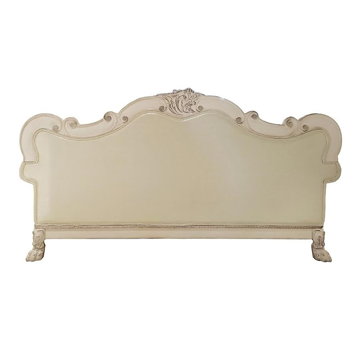 Acme Furniture Dresden Upholstered Faux Leather Sofa with 4 Pillows in White