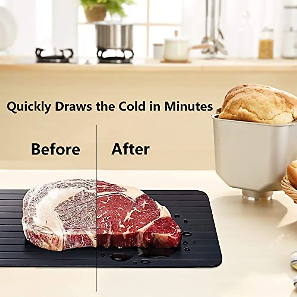 Quick Thaw Plate - Frozen Food Steak Meat Vegetable Fruit Natural Quick Thaw Pad Fast and Safe No Microwave or Hot Water Required Kitchen Supplies