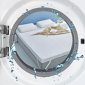 RASPIO Non-Slip Design Memory Foam Mattress Topper with Cover Foam Mattress Pad for Pressure Relief,Soft Bed Topper, with Removable Washable Cover(White 5cm,200x220cm)