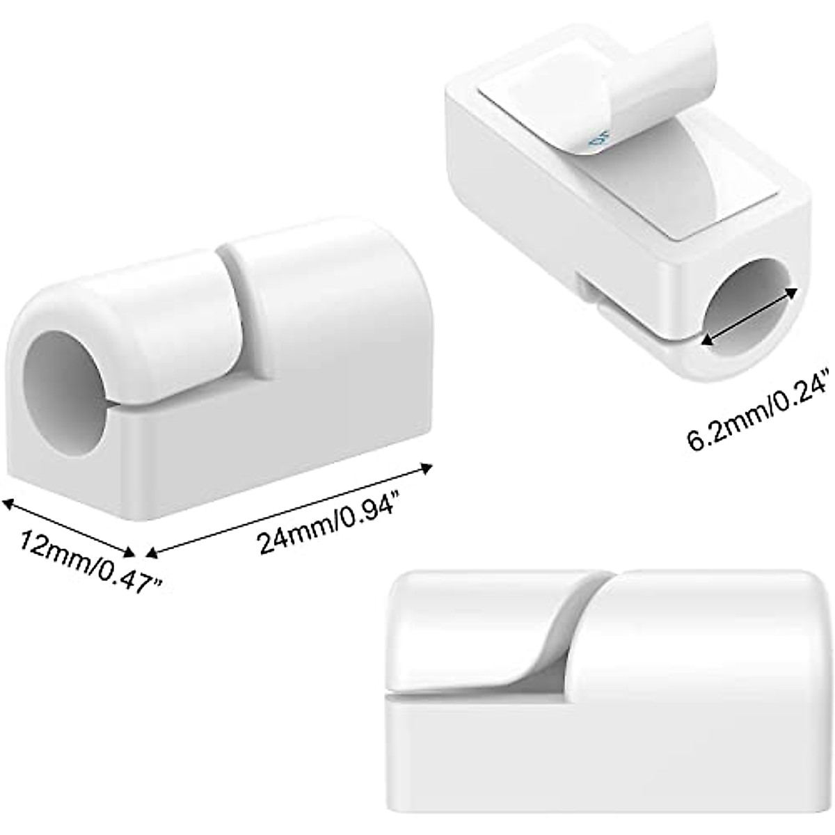 SOULWIT 20 Pcs Cable Holder, Cable Management Clips Sticky Cord Organizer Silicone Self Adhesive for Desktop USB Charging Cable Power Wire Nightstand PC Office Home (White)