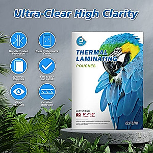 Thermal Laminating Sheets, 3 Mil Glossy Laminate Pouches 9" x 11.5" Letter Size Lamination Film to Preserve Photos Crafts Education Supplies for Use with Laminators, 60 Pack Clear Laminated Sheets