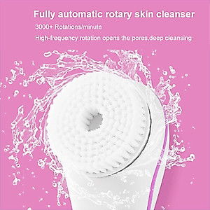 JTSea Electric Bath Brush Set, Waterproof Electric Body Scrubber & Silicone Facial Brush，4 Spin Brush Heads, Shower Brush Bath Scrubber Exfoliating, Back Brush Long Handle for Shower Women Men